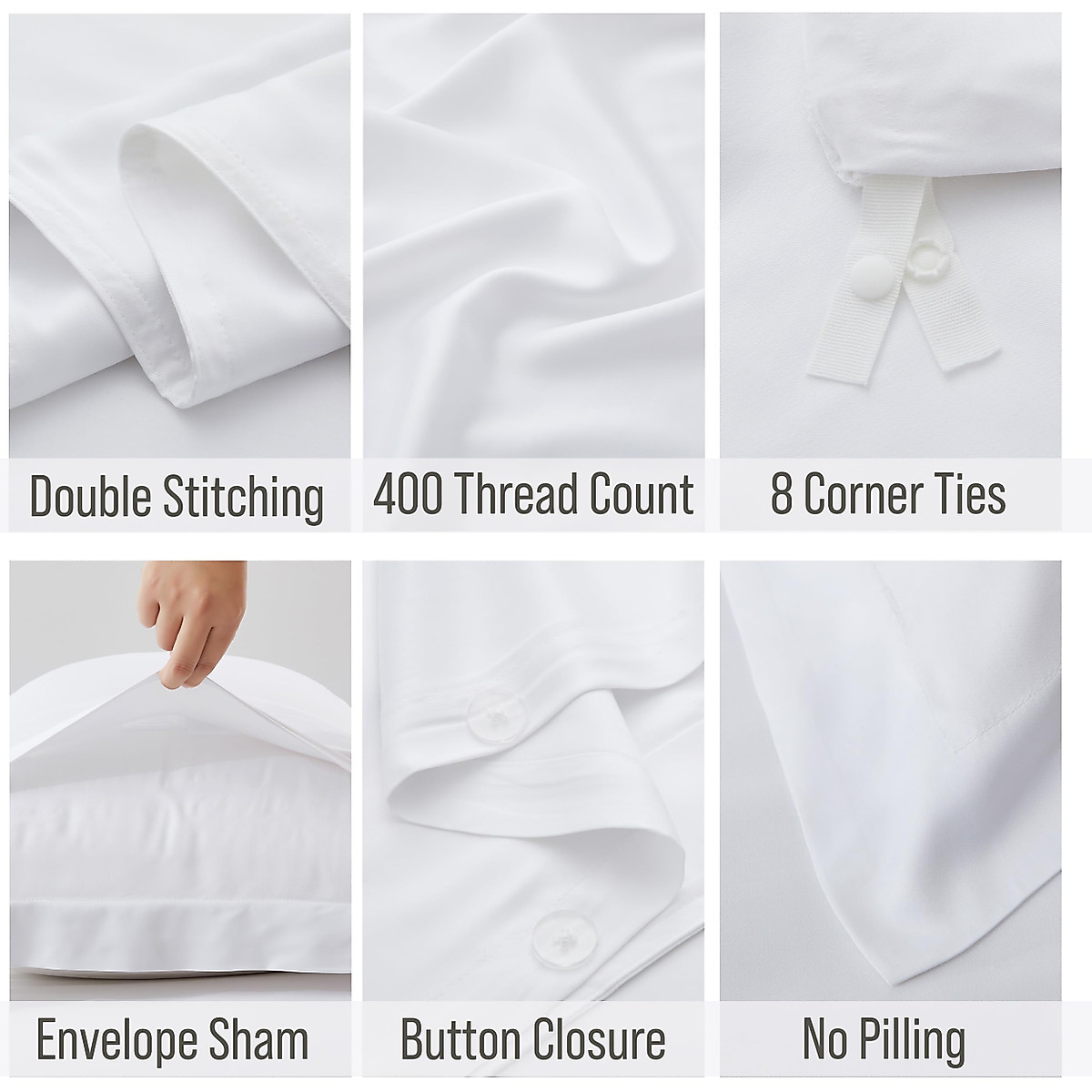 Bella Coterie Luxury King Size Duvet Cover Set | Viscose Made from Bamboo | Organically Grown | Ultra Soft | Cooling | Two Luxury Pillow Shams | 106 x 94 | No Insert [White]