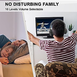 WallarGe Wireless Headphones for TV Watching with 5.8GHz RF Transmitter Charging Dock, Over-On Ear TV Headphones Wireless for 25Hrs Playtime and No Lip-Sync Delay, Plug & Play