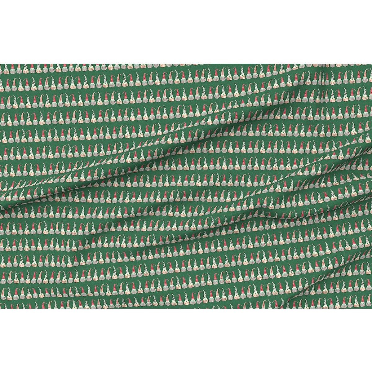 Spoonflower Fabric - Scandinavian Christmas Gnomes Green Stripes Holiday Santa Printed on Petal Signature Cotton Fabric by The Yard - Sewing Quilting Apparel Crafts Decor