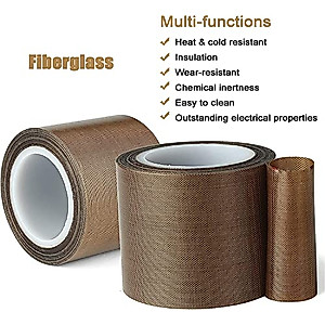 Teflon Fabric Tape, 1 Inch 30 Feet PTFE Tape for Vacuum Sealer Machine, Hand Impulse Sealers Insulation PTFE Coated Fiberglass Adhesive Tape Compatible with FoodSaver, Seal A Meal, Weston, Cabella