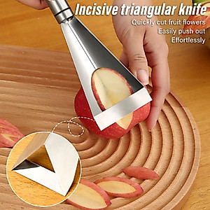 QFC Fruit Carving Knife, Stainless Steel Antislip Channel Knife Tool, V Shape Fruit Carving Tool Kitchen Accessories, Food DIY Carving Mold Tool for Home Kitchen (2PCS)