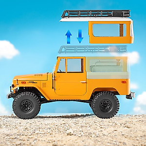 BEEZRC FMS 1/10 RC Crawler FJ40 Toyota Licensed RS 4WD 2.4G Model Car Hobby 4x4 RC Rock Crawler RC Car Offroad RC Truck Remote Control Car with Transmitter for Adults(Yellow) FMS11035RSYL
