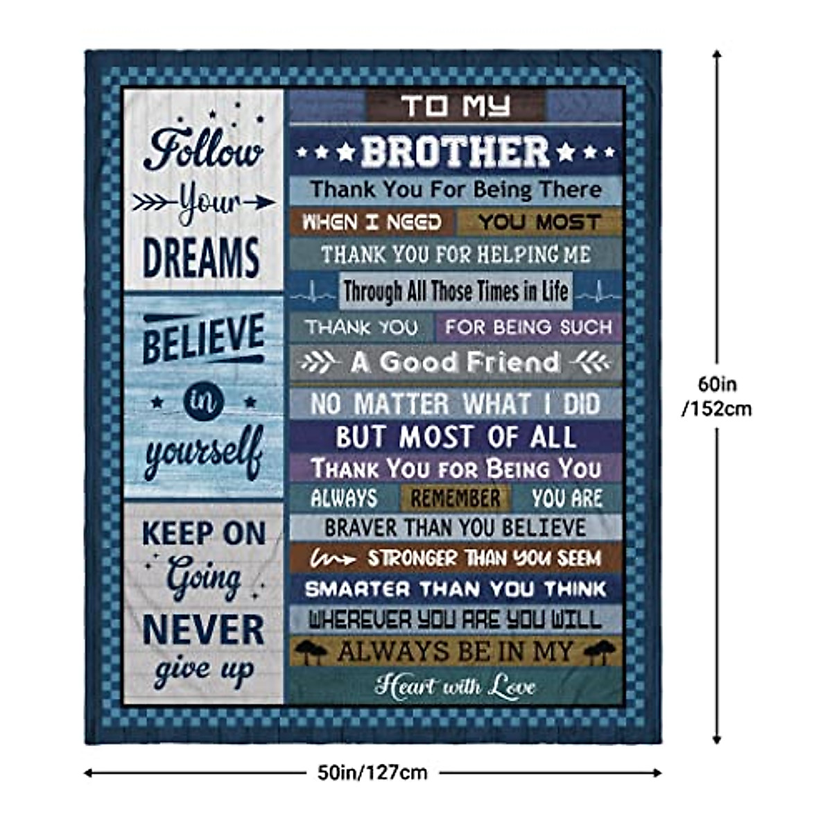 Brother Gifts from Sister, Gifts for Brother Blanket 60"x 50", Birthday Gifts for Brother, Brother Gifts, Brother Birthday Gifts from Sister, Brother Gifts Ideas for Christmas Graduation Fathers Day