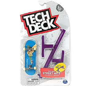 Tech Deck Street Hits 2021 Series Enjoi Skateboards Chopsticks Panda Blue Complete Fingerboard and Purple Flat Bar Obstacle