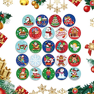 HOWAF Christmas Stickers, 96pcs Assortment Holiday Sticker Round Xmas Label Stickers Gift Stickers Kids Stickers for Crafts, Scrapbooking, Card Making, Christmas Party Supplies, 24 Patterns, 4cm
