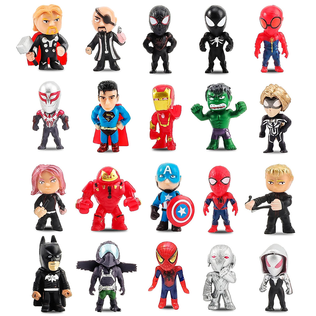 20 Pieces Hero Action Figures Sets, Mini Action Figures for Boys Toys, Birthday Party Gifts Cupcake Toppers Decoration