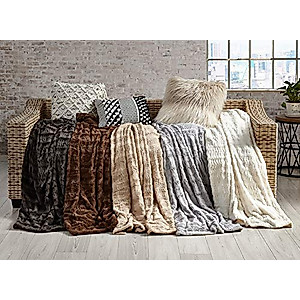 Swift Home® Embossed Faux Fur Throw Blanket & Bedspread - Luxurious Over-Sized Faux Fur Bed Throw Blanket -King, 108" x 86", Cream