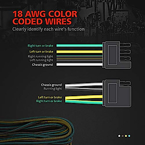 MICTUNING Trailer Wiring Harness Extension Kit - 4 Pin 25 Feet Male and 6 Feet Female Connector, 18 AWG Color Coded 4-Way Flat Wires for Under or Over 80 Inches Wide Trailers