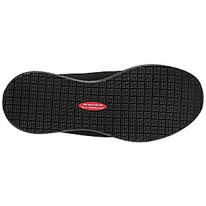 Skechers for Work Women's Squad SR Food Service Shoe, black flat knit, 5.5 M US