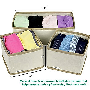 Greenco Non-Woven Foldable 3 Piece Drawer and Closet Storage Cube Set- (Beige)