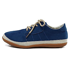 Women Sneakers Slip On Wide Single Up Women Shoes Lace Casual Suede Toe Breathable Comfortable Flat Summer Shoes (Blue, 6.5-7)