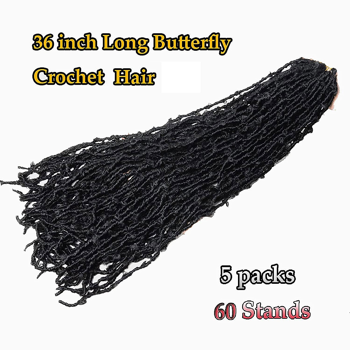 LMZIM 36 Inch Butterfly Locs Crochet Hair 5 Packs Long Distressed Soft Faux Locs, Crochet Braids Locs for Black Women