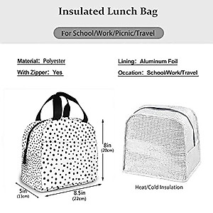 Huatansy Black Dots Lunch Bags Insulated Lunch Box Cooler Bag Unisex For Work School Travel Picnic Outdoor