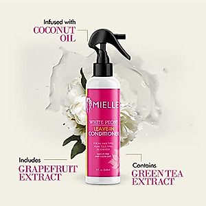 Mielle Organics White Peony Sulfate-Free Leave-In Conditioner, Color Safe, 8 Ounces