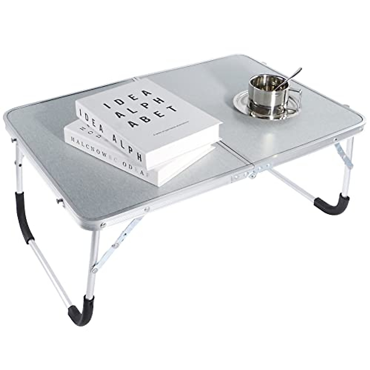 Sivya Foldable Laptop Table Lapdesk, Breakfast Bed Serving Tray, Portable Mini Picnic Desk(Silver)