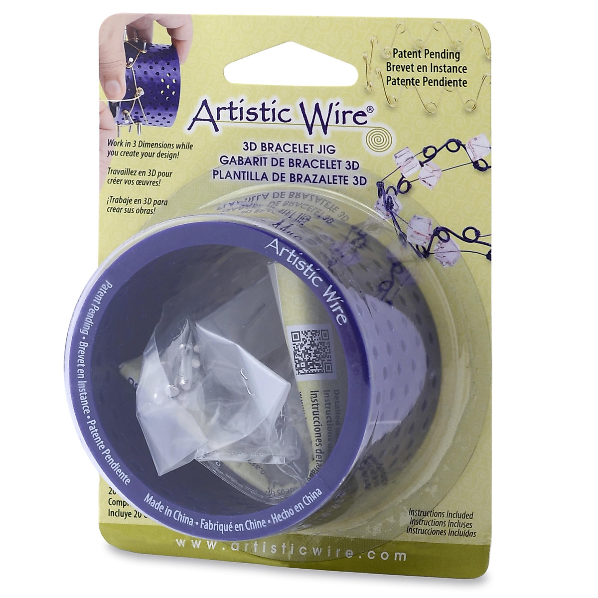 Artistic Wire 3D Bracelet Jig, with 20 Pegs 22 mm / 0.86 in, L x 4 mm / .15 in, O.D. and Holder Tubes