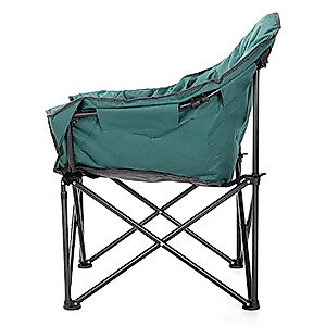 ARROWHEAD OUTDOOR Oversized Heavy-Duty Club Folding Camping Chair w/External Pocket, Cup Holder, Portable, Padded, Moon, Round, Saucer, Supports 330lbs, Carrying Bag, USA-Based Support
