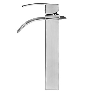 Novatto GF-136BN Eclipse Single Lever Waterfall Vessel Faucet, Brushed Nickel