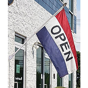 3x5 Open for Business Flag Kit Includes Flag, Pole, & Angled Mounting Kit House Banner Grommets Double Stitched Metal Eyelets For Hoisting Fade Resistant Premium Quality
