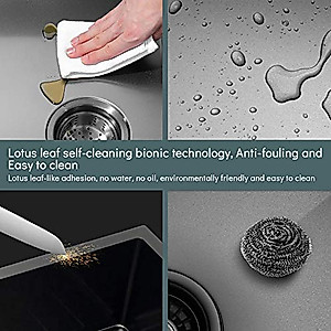 33 Inch Farmhouse Sink Black- VOKIM 33 Inch Black Stainless Stee Farmhouse Sink Apron Curved Front kitchen Sink 16 Gauge Single Bowl Gunmetal Matte Black Stainless Steel Kitchen Sink