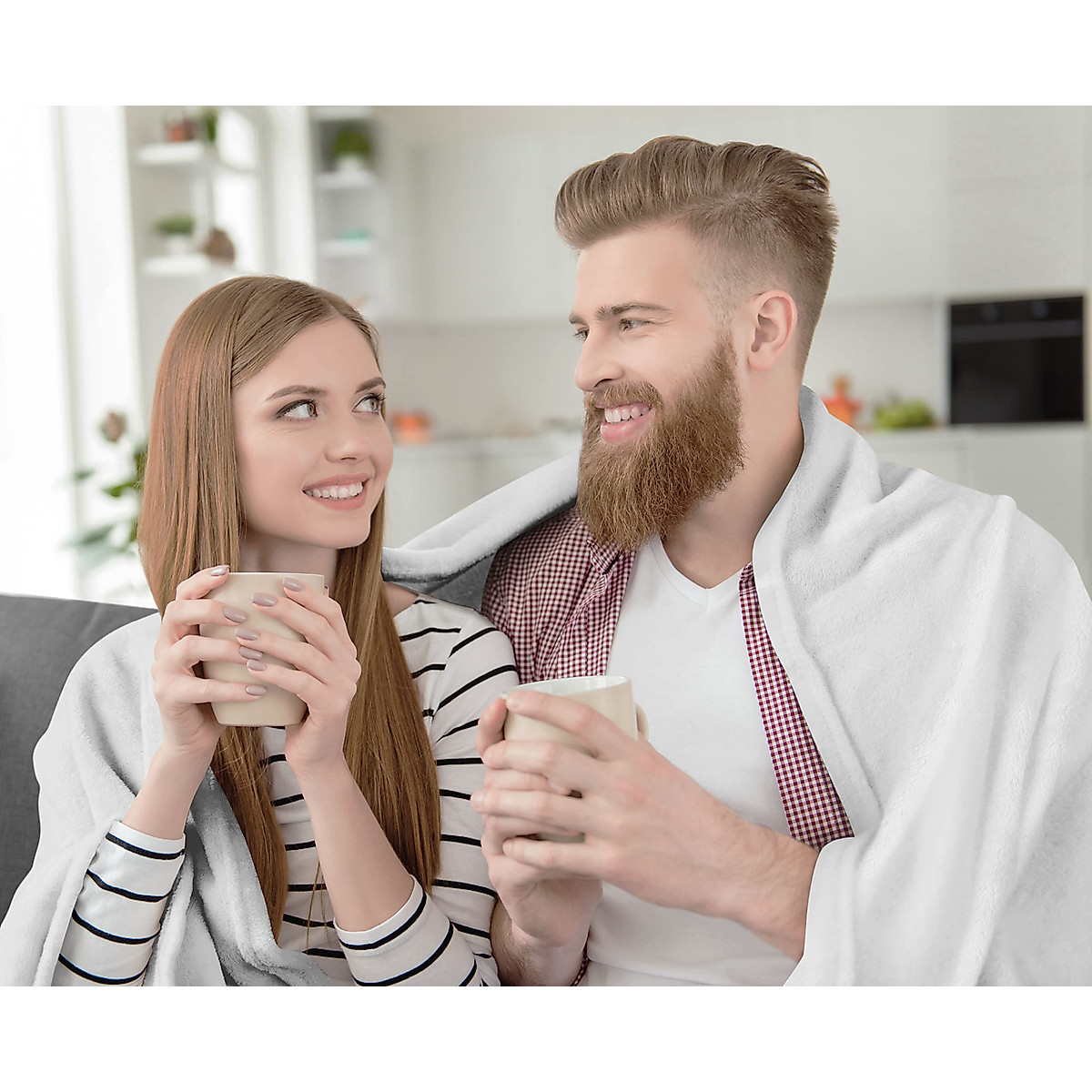 Utopia Bedding Fleece Blanket Throw XL Size White 300GSM Luxury Blanket for Couch Sofa Bed Anti-Static Fuzzy Soft Blanket Microfiber (70x50 Inches)