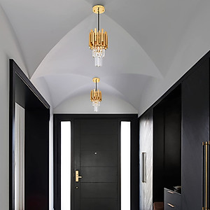 Faibra Gold Crystal Pendant Light 1-Light Mini Modern Luxury Crystal Pendant Light for Dining Room, Bedroom, Kitchen, Living Room