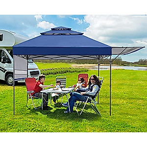 ABCCANOPY Pop up Gazebo Canopy 3-Tier Instant Canopy with Adjustable Dual Half Awnings, Navy Blue