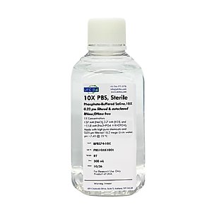 10X PBS (Phosphate Buffered Saline), pH 7.4 - Molecular Biology Grade - RNase/DNase Free, Sterile, 0.22um Filtered - 500 mL