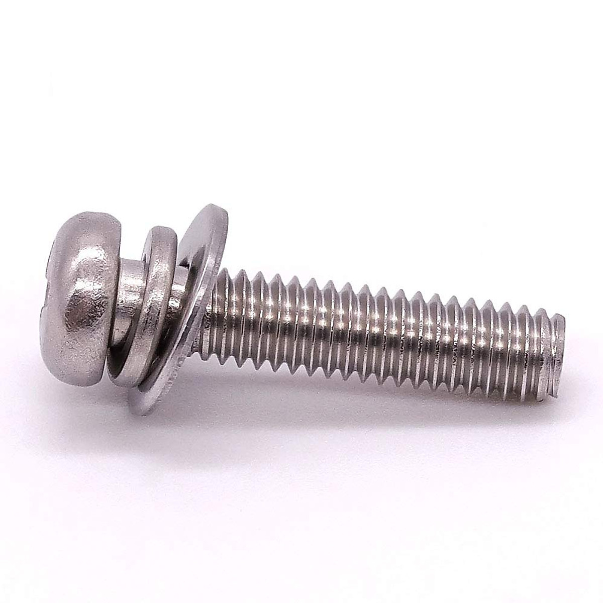 M4-0.7 x 6mm (100 Sets) Pan Head Machine Screws with Flat Washers and Lock Washers, Stainless Steel 304 (18-8), Phillips Drive, Full Coarse Thread UNC, Bright Finish