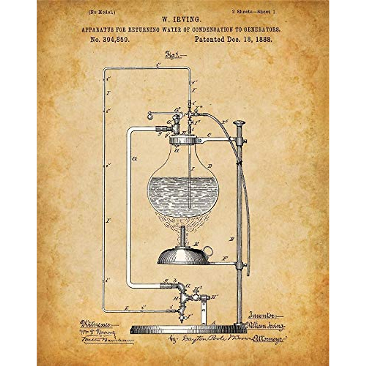 Original Science Lab Equipment Patent Prints - Set of Four Photos (8x10) Unframed - Makes Great Classroom Laboratory Decor and Gift Under $20 for Scientists Chemistry Decor