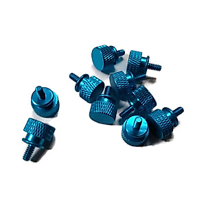 Primeonly27 10x Anodized Aluminum Computer Case Thumbscrews 6-32 Thread Computer Cover Power Supply PCI Slots Hard Drives DIY Teal Blue