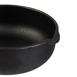 Geesatis 1 Pcs Mini Cast Iron Skillet Small Skillets Frying Pans, with Wok Support Ring for Oil, Baked Cookie, Eggs, Wooden Handles