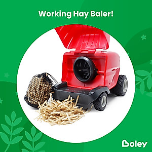 Boley Farm Tractor Toy with Baler - Light & Sound Farm Toy Vehicles with Paper Hay & Nets - Tractor Toys for Boys & Girls Ages 3+