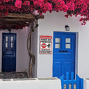 Funny Beware Of Dog Sign Warning Do Not Enter Metal Signs No Trespassing Dogs On Premises Tin Signs Dog In Yard Stop Keep Gate Closed Sign For Fence Door Outdoor Decorations 8x12 Inch