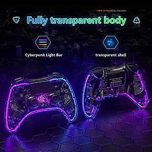 Controller for PS-4 Remote with Dual Vibration Shock Remote Control for Plays-tation 4/Pro/Slim Wireless Controller with Custom LED Light/Program Back Buttons/ Vibration/Headphone Jack 【Upgraded】