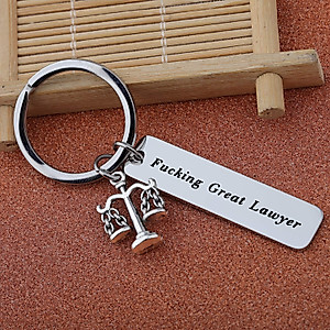 LQRI Scales of Justice Lawyer Gifts Fucking Great Lawyer Keychain Thank You Gift for Lawyer Attorney, Law School Graduates Gifts (silver)