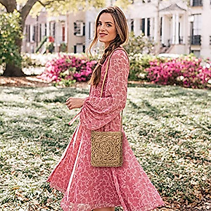 JOSEKO Straw Crossbody Bag Women Shoulder Bag Summer Beach Bag