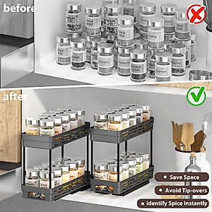 DABIGE 3 Packs Pull Out Spice Rack Organizer for Cabinet, Slide Out Spice Racks Organizer, Easy to Install Spice Cabinet Organizers, 4.33''Wx10.4''Dx8.5''H, Each Tier Hold 10 Spice Jars - 2 Tier