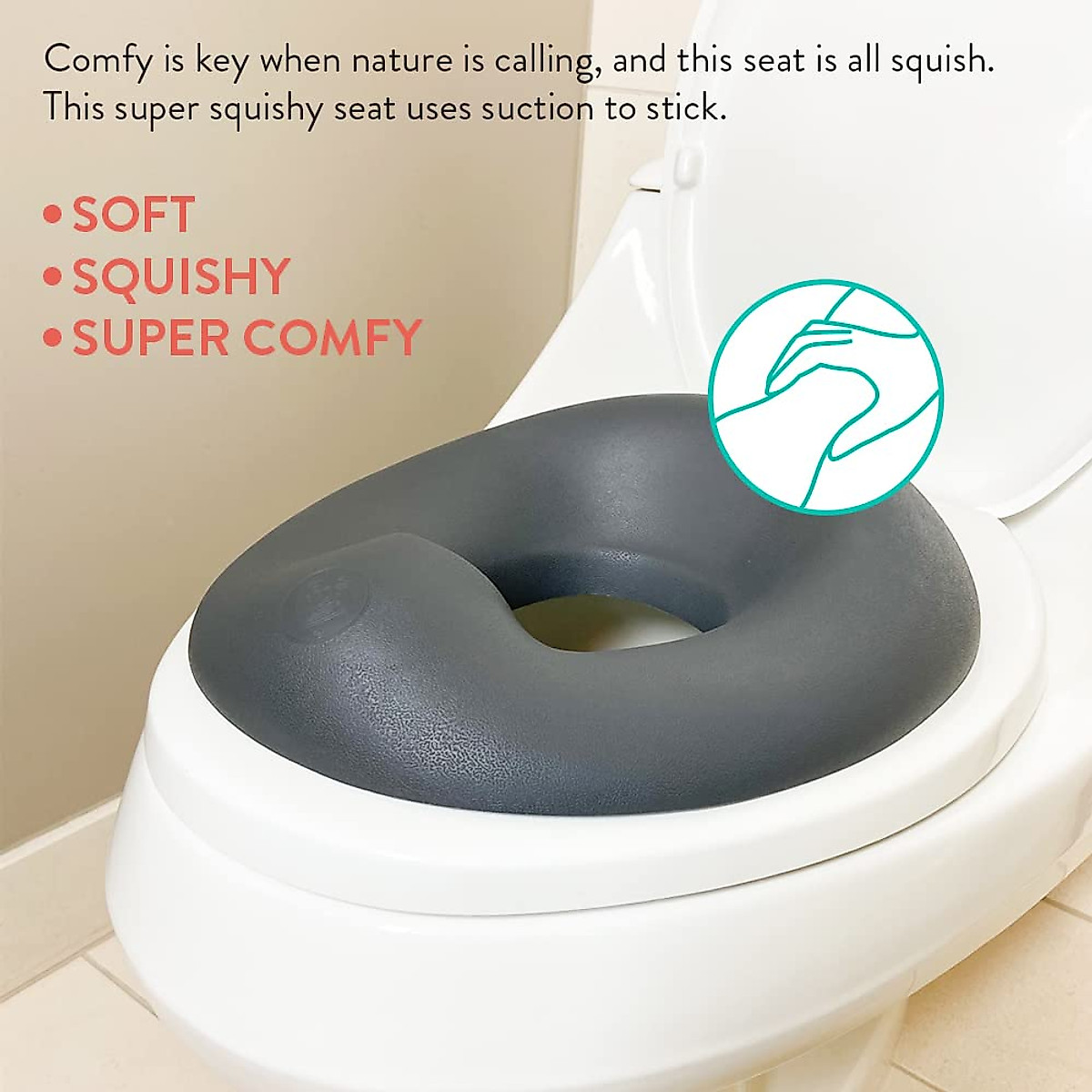 Prince Lionheart Tinkle Squish Potty Training Seat - Storm for Boys And Girls, Fits Most Toilets, Non-Slip with Splash Guard