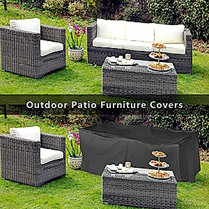 KENNEDICH Durable Rectangular Patio Furniture Covers, Waterproof Windproof Dustproof Patio Cover, Durable 210D UV Protection Outdoor Table Set Cover (95*64*39in)