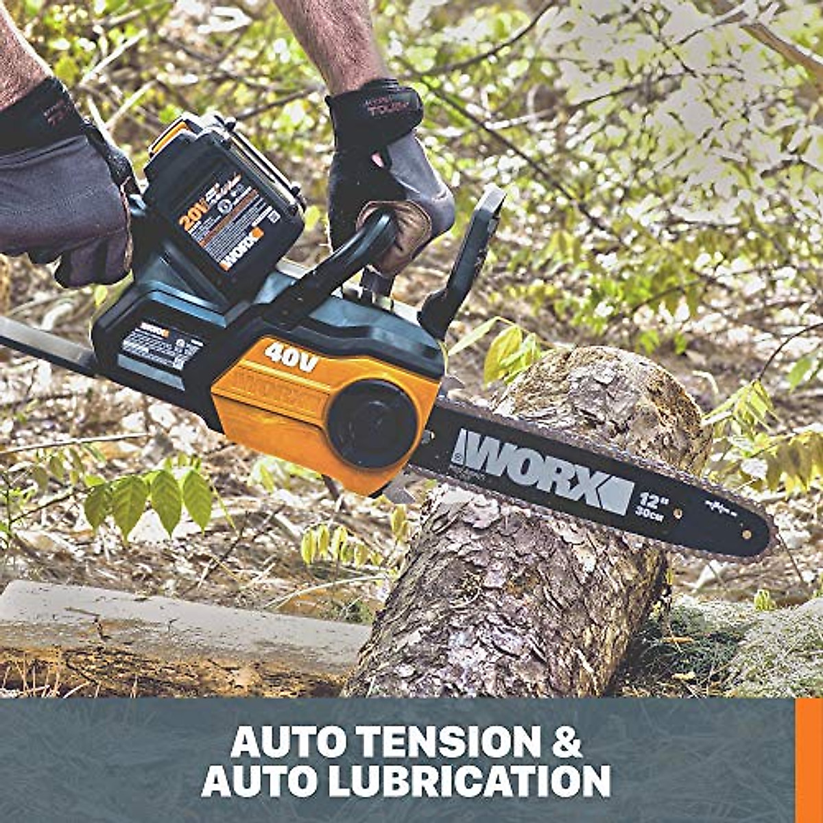WORX 40V 12" Cordless Chainsaw Power Share with Auto-Tension - WG381 (Batteries & Charger Included)