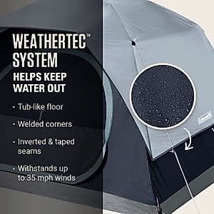 Coleman Skydome Camping Tent with LED Lights, Weatherproof 4/8 Person Family Tent Includes Pre-Attached Poles, Rainfly, Carry Bag, Ventilation and LED Lighting System, Sets Up in 5 Minutes