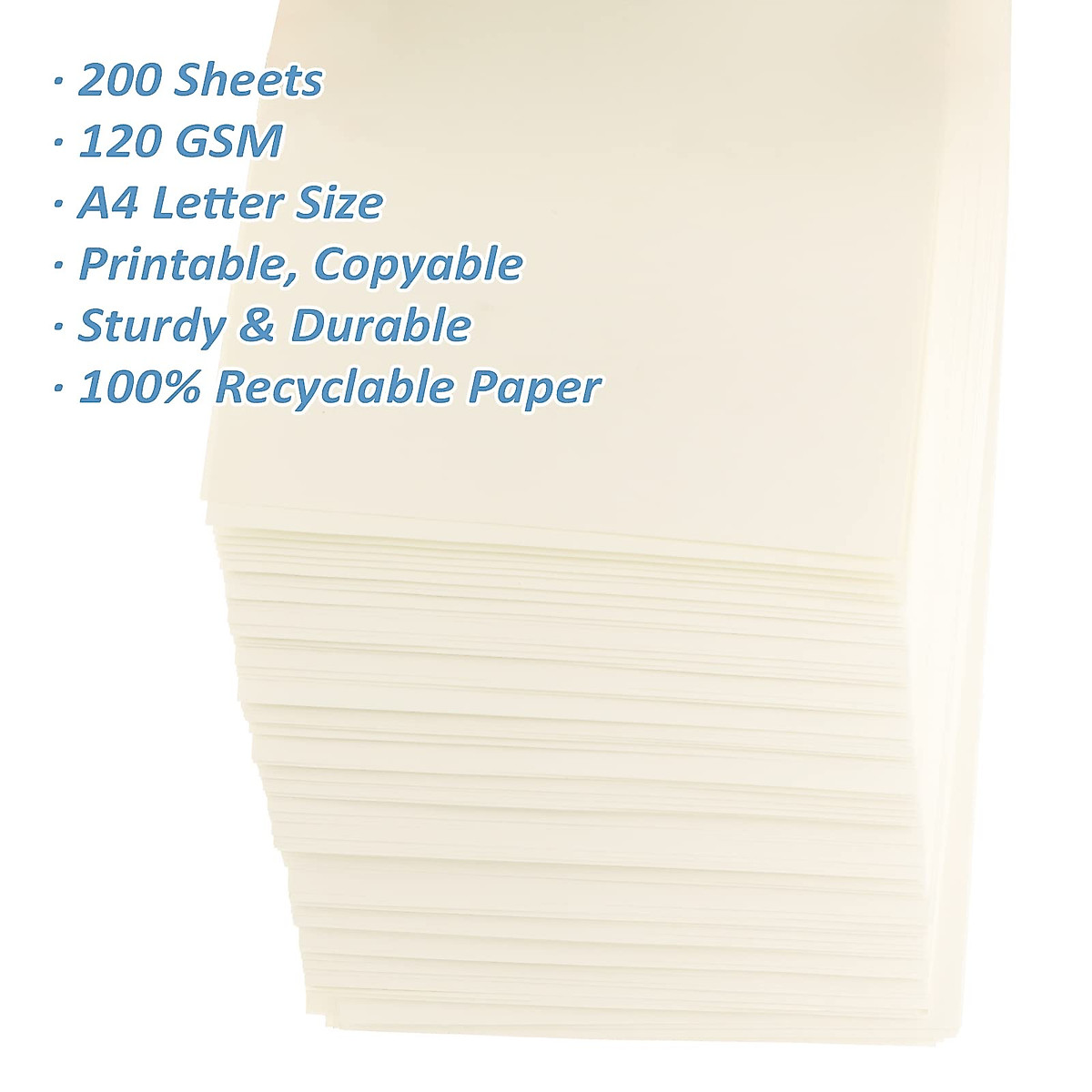 200 Sheets Ivory Printer Paper 32 lb/120 gsm Stationery Paper, Ivory Cardstock Paper Sheets for Printing, Copy, Arts Crafts, Letters, Invitations, Laser & Inkjet Printer Compatible (Ivory)