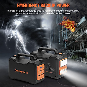 Nexstorm 155Wh Portable Power Station, 42000mAh Camping Generator Power Station with Flashlight Bulbs DC USB Type C Ports, Solar Charger Battery Pack for Home Emergency Gift