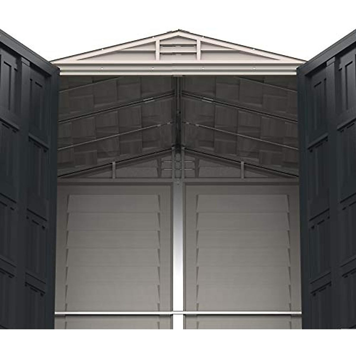 Duramax 35525 Yarmate Plus Outdoor Vinyl Storage Shed, Adobe/Gray