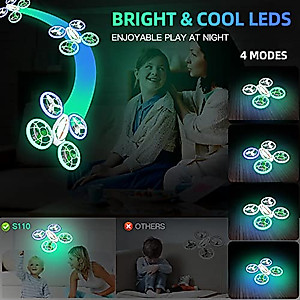 PATIKUIN Drones for Kids RC Mini Drone with LED Lights for over 8 years old Boys and Girls Beginners, RC Helicopter Quadcopter with Five Cool Light Effects, Auto Hovering, 3D Flip, Remote Control Headless Mode, Circumflight and Emergency Paddle Stop