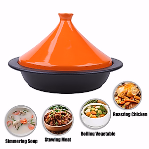 Xgxoz Enameled Cast Iron Tagine Pot Ceramic Tajine Cooking Pot with Ceramic Lid, for Stew Casserole Slow Cooker