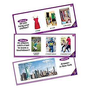Super Duper Publications | WH Questions Skill Strips® Photo Cards | Educational Learning Resource for Children | Practice Expressive and Receptive Language Skills