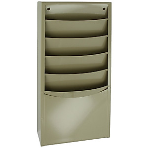 Durham 403-75 Tan Cold Rolled Steel 5 Contour Pocket Vertical Literature Rack, 9-3/4" Width x 20-1/4" Height x 4-1/8" Depth