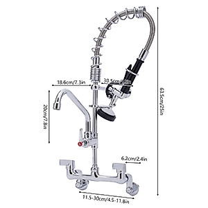 Commercial Kitchen Faucet, Wall Mount Kitchen Faucet with 3 Water Outlet Modes, 360°Rotate Adjustable Wall Mounted Kitchen Tap with Cold/Hot Control for Home, Restaurants, Breweries